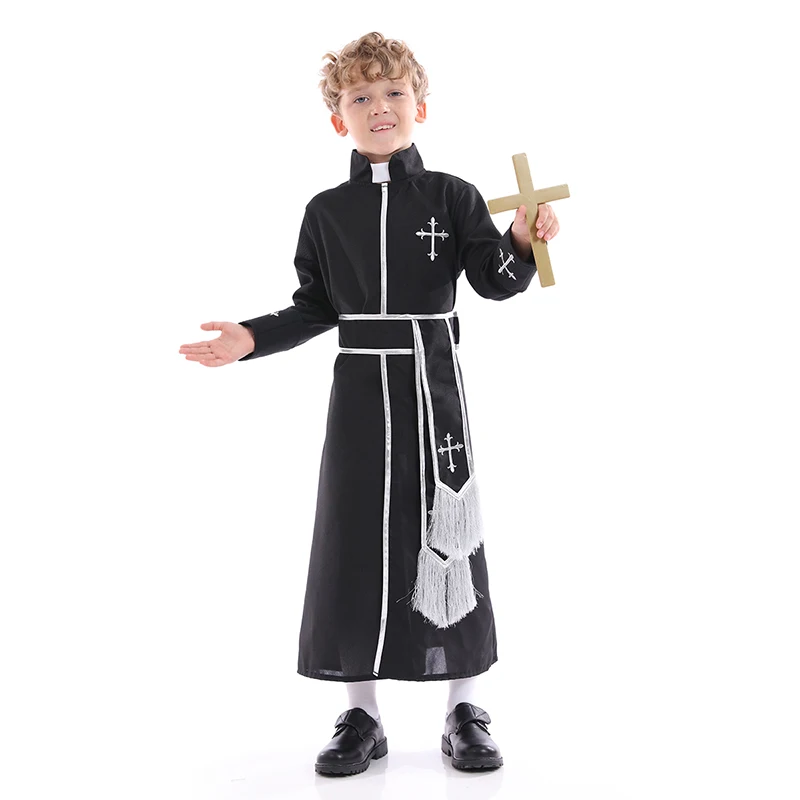 Padre traje crianças para festa de halloween pastor roupa com cinto ...