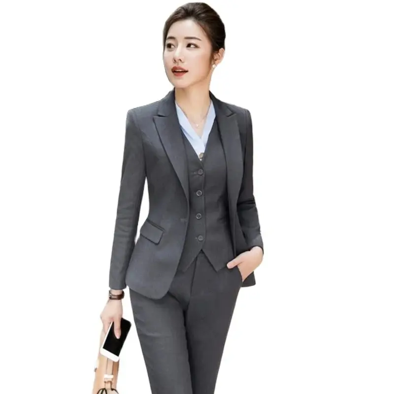 패션 여성 바지 정장 오피스 레이디 작업복 비즈니스 정장 바지 블레이저 세트 캐주얼 바지 재킷 정장 여성 플러스