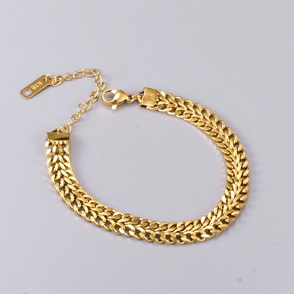 18 K Plated Stainless Steel Bracelet High Quality Gold Color Heavy ...