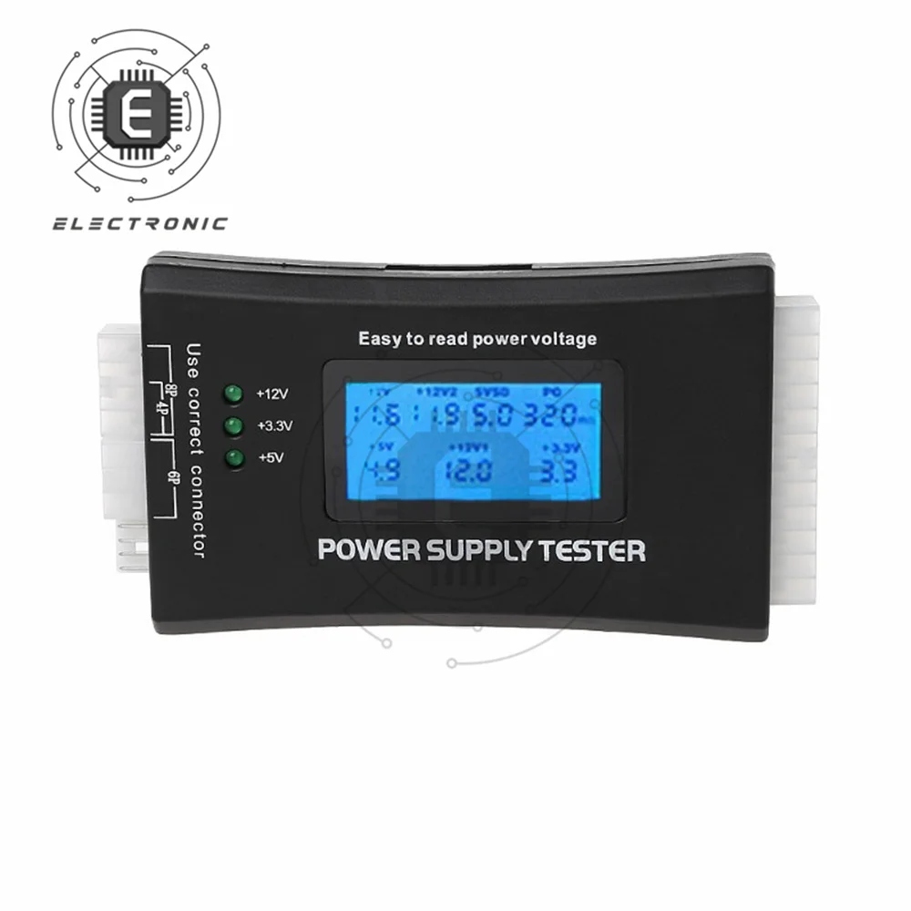 LCD Power Tester LCD PC Computer 20/24 Pin 4 PSU ATX BTX ITX SATA HDD ...