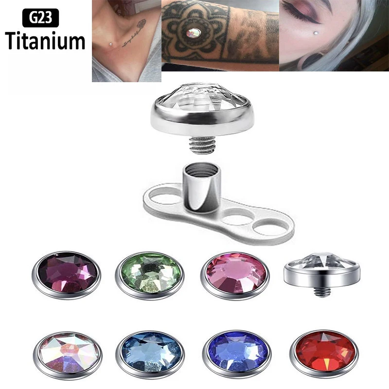 1PC-G23-Titanium-Dermal-Anchor-F136-Piercing-Anti-allergic-CZ-Embedded ...