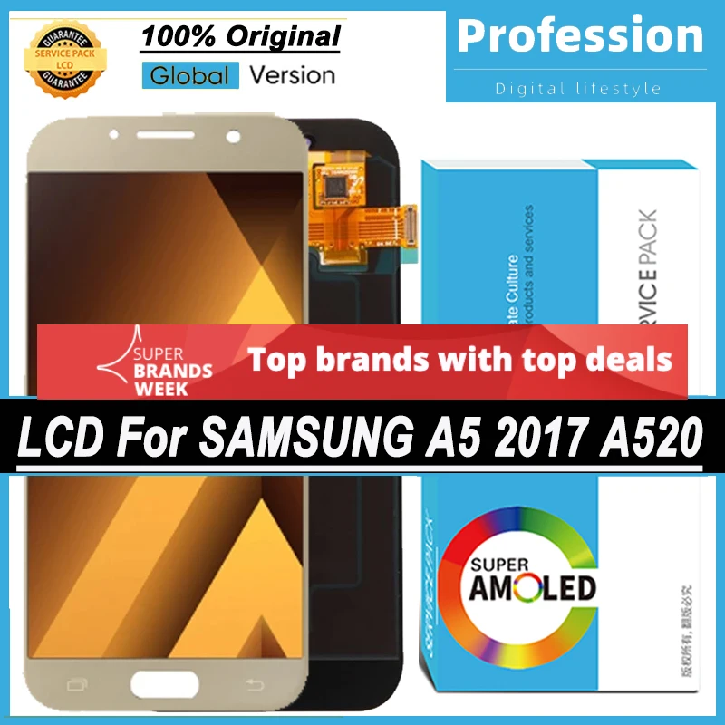 100% Original 5.2'' AMOLED Display for Samsung Galaxy A5 2017 A520 SM A520F LCD Touch Screen ...