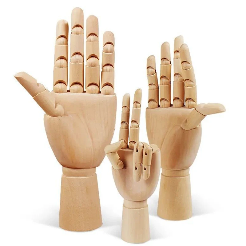 Modelo de mano de madera para niños, maniquí de dedos móviles flexibles ...