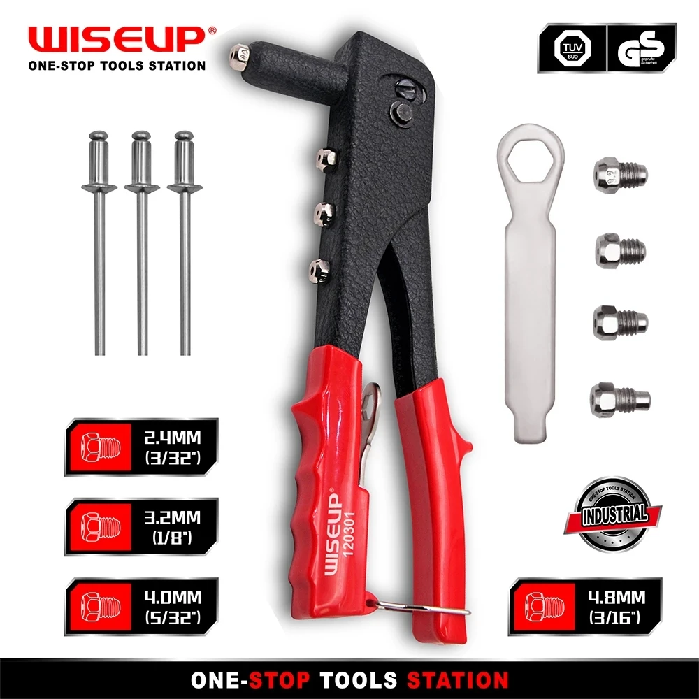 WISEUP Double Handle Hand Riveter Gun Hand Insert Rivet Nut Tool ...