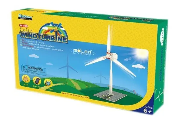 candice guo wooden toy wood model Solar power windturbine mini windmill ...
