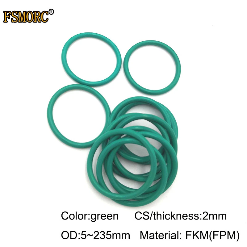 Green Fkm O Rings Od5mm~235mm*2mm Thickness/cs Oil Resistant Acid And ...