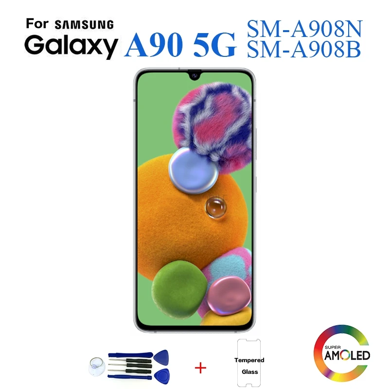 สำหรับ Samsung Galaxy A90 SM A908N A908B จอแสดงผล LCD สำหรับ Samsung ...