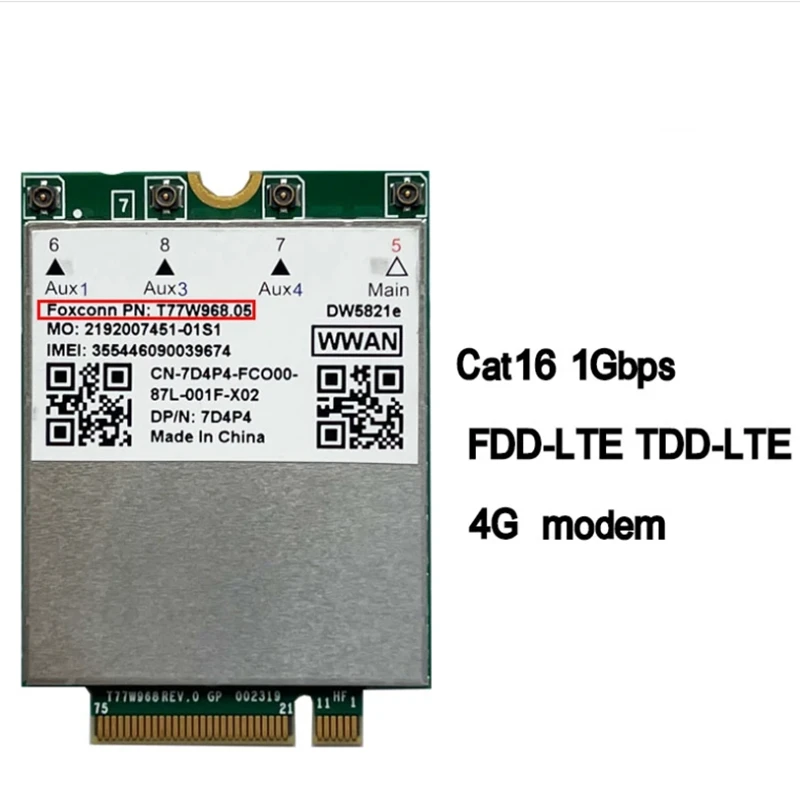Dell DW5821e T77W968 LTE Cat16 GNSS 5G WWAN Card Module for Lattitude ...