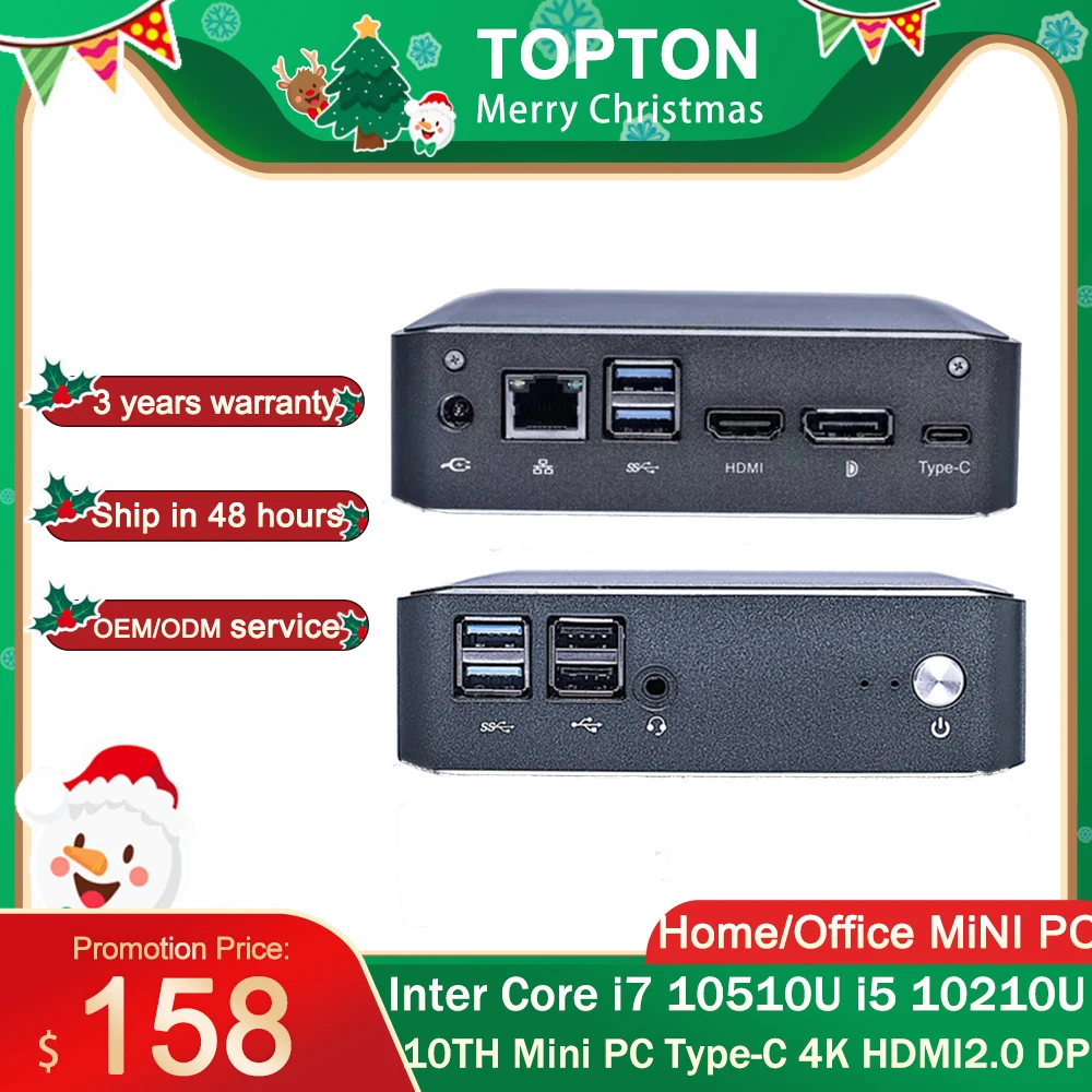 Topton super mini pc 10th i7 10510u, i5 10210 2 * ddr4 nvme m.2 de ...