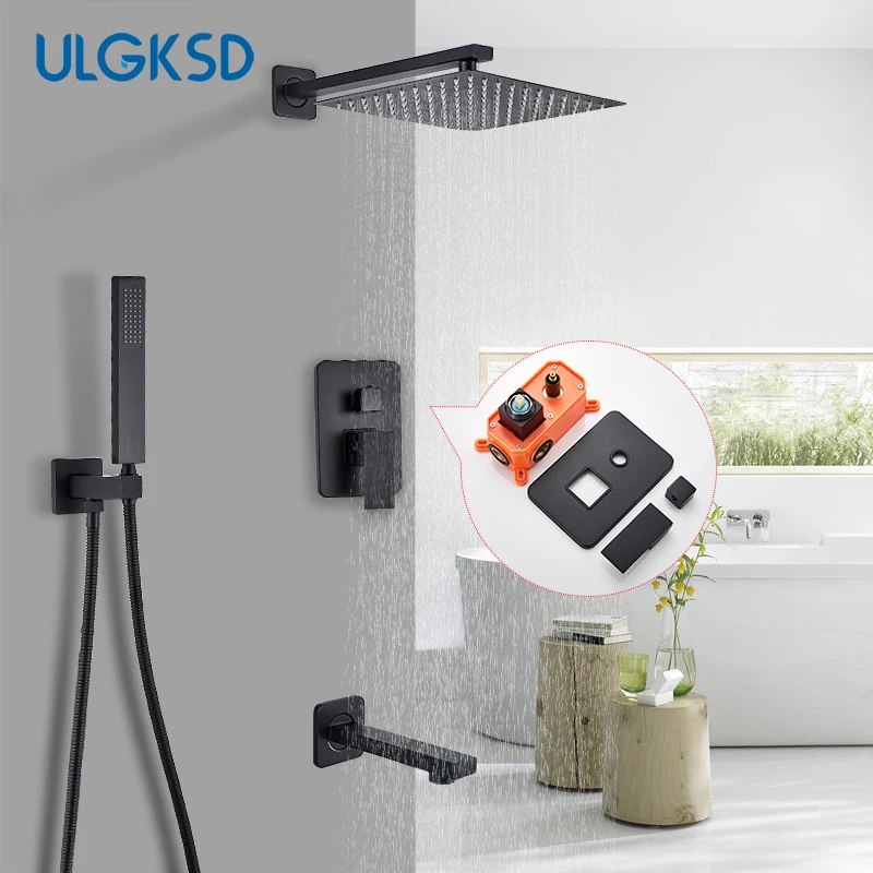 Matte-Black-Concealed-Shower-Set-Embedded-Cartridge-Shower-Faucet-Kit ...