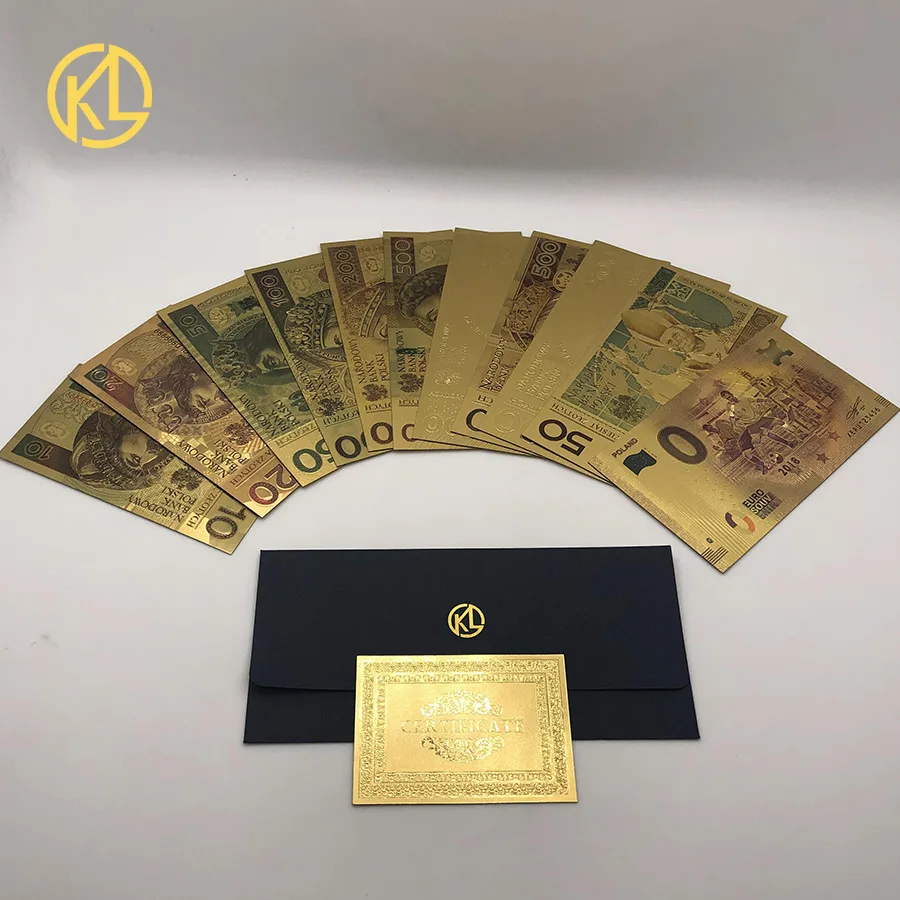 Colored 24K Gold Gold Foil Money Gold Foil Polish Banknote Set10 20 50 ...
