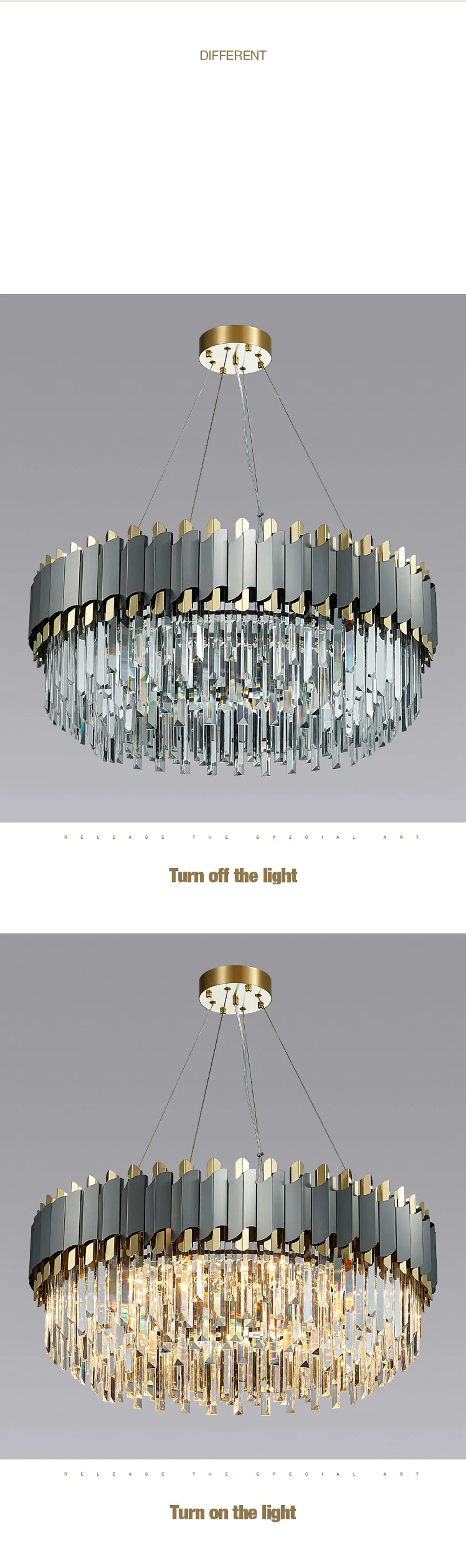 Светодиодный светильник в стиле АР деко из нержавеющей стали с кристаллами золотого и