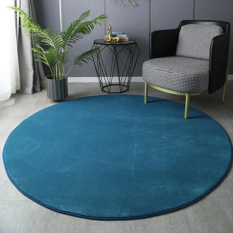 Pure Color Coral Velvet Carpet Round Home Living Room Coffee Table ...