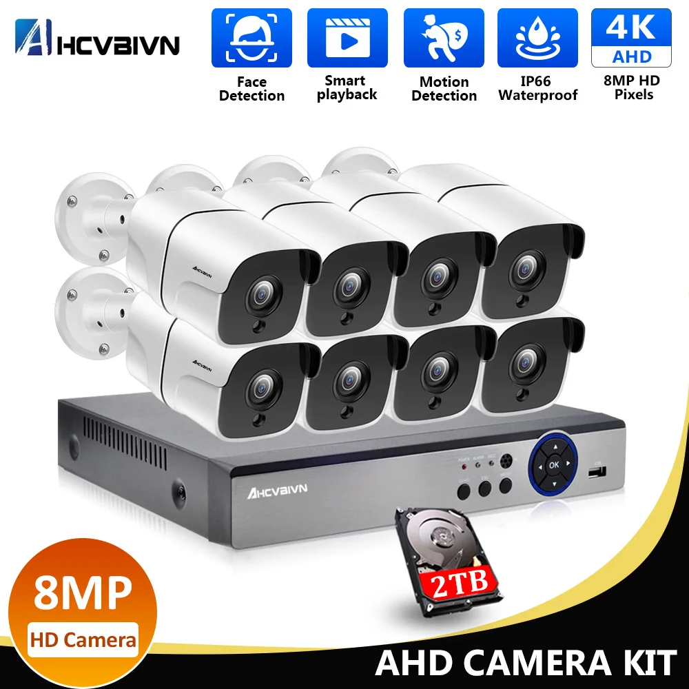 Ultra HD 4K 8CH CCTV System 8MP AHD Camera Kit 6 in 1 Video Recorder ...