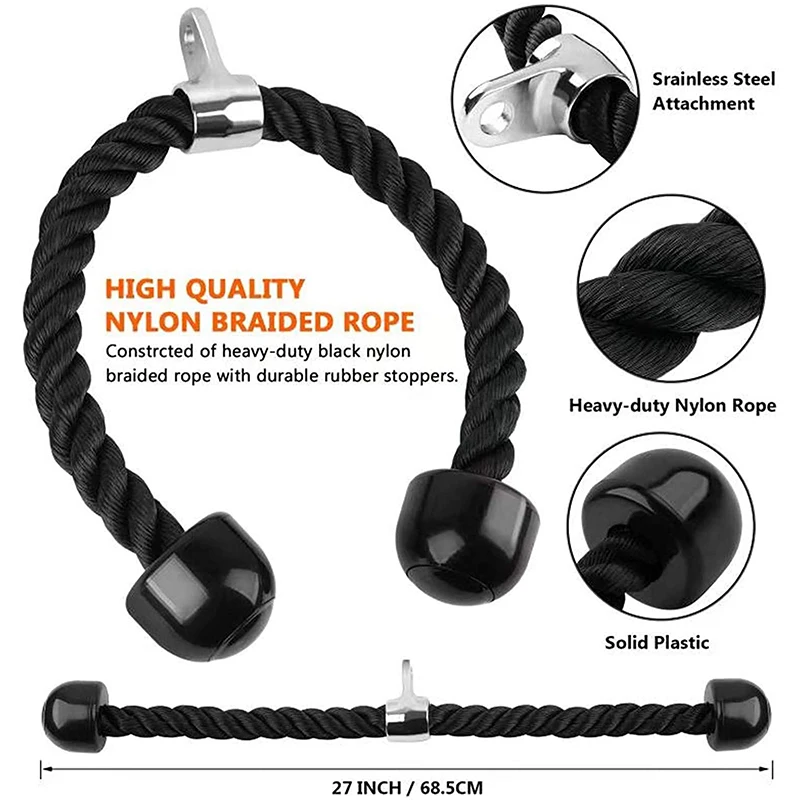 Tricep Rope Push Pull Down Cord for Bodybuilding Equipment – AllFitness ...