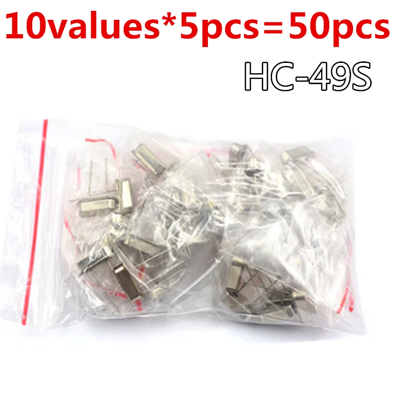 10values X5pcs=50pcs Hc-49s Crystal Resonator Kit 6m,8m,10m,11.0592m,12m,16m,24m,24.576m,25m,40m ...