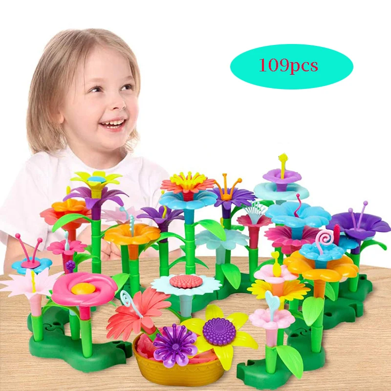 Flowers Pop Garden Building Crafts Toys for Girls Children Flower ...