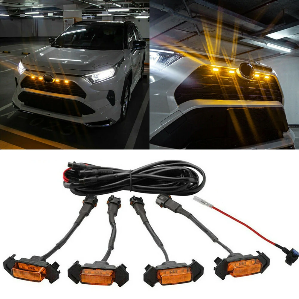 4pcs-For-Toyota-RAV4-2019-2021-Front-Grille-LED-Light-Lamp-Raptor-Style ...