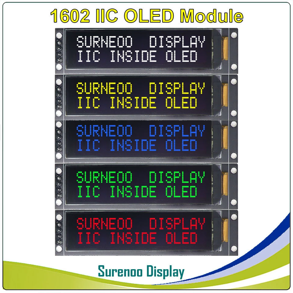 Real Oled Display, 2.26" 1602 162 Character Iic I2c White Yellow Oled Lcd Module Display Lcm ...