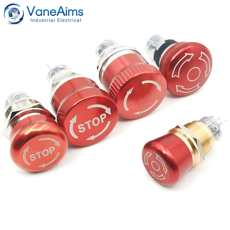 Metal emergency stop switch rotary push pull emergency stop button with ...