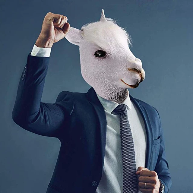 Halloween Alpaca White Sheep Llama Head Cosplay Mask - AllCosplay.com