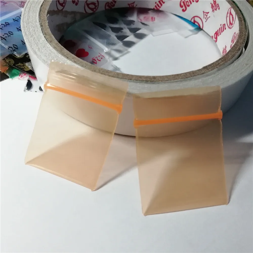 100pcs Mini Zip bags 1"x1" Resealable Clear Plastic Seal Orange Zip ...