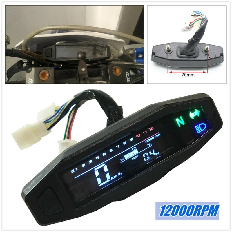 Universal RPM Motorcycle LCD Speedometer Mini Meter Odometer Electric ...