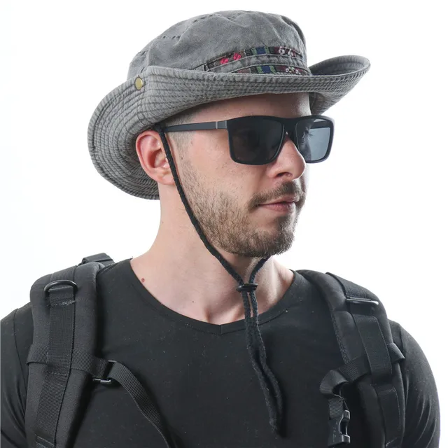 Bob en jean gris pour homme avec ficelle /cordon