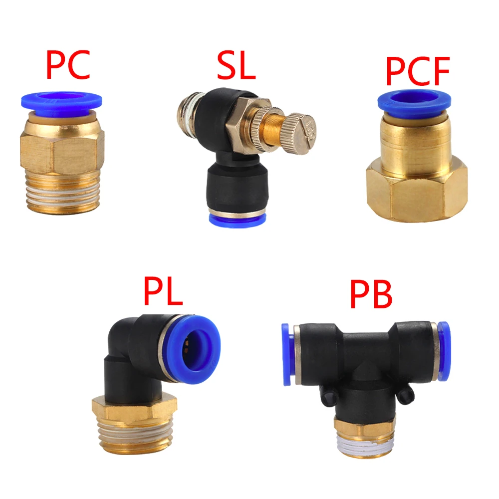 Pneumatic Pc/pcf/pl/plf Pneumatic Connector 4mm-12mm Fitting Thread 1/8 ...