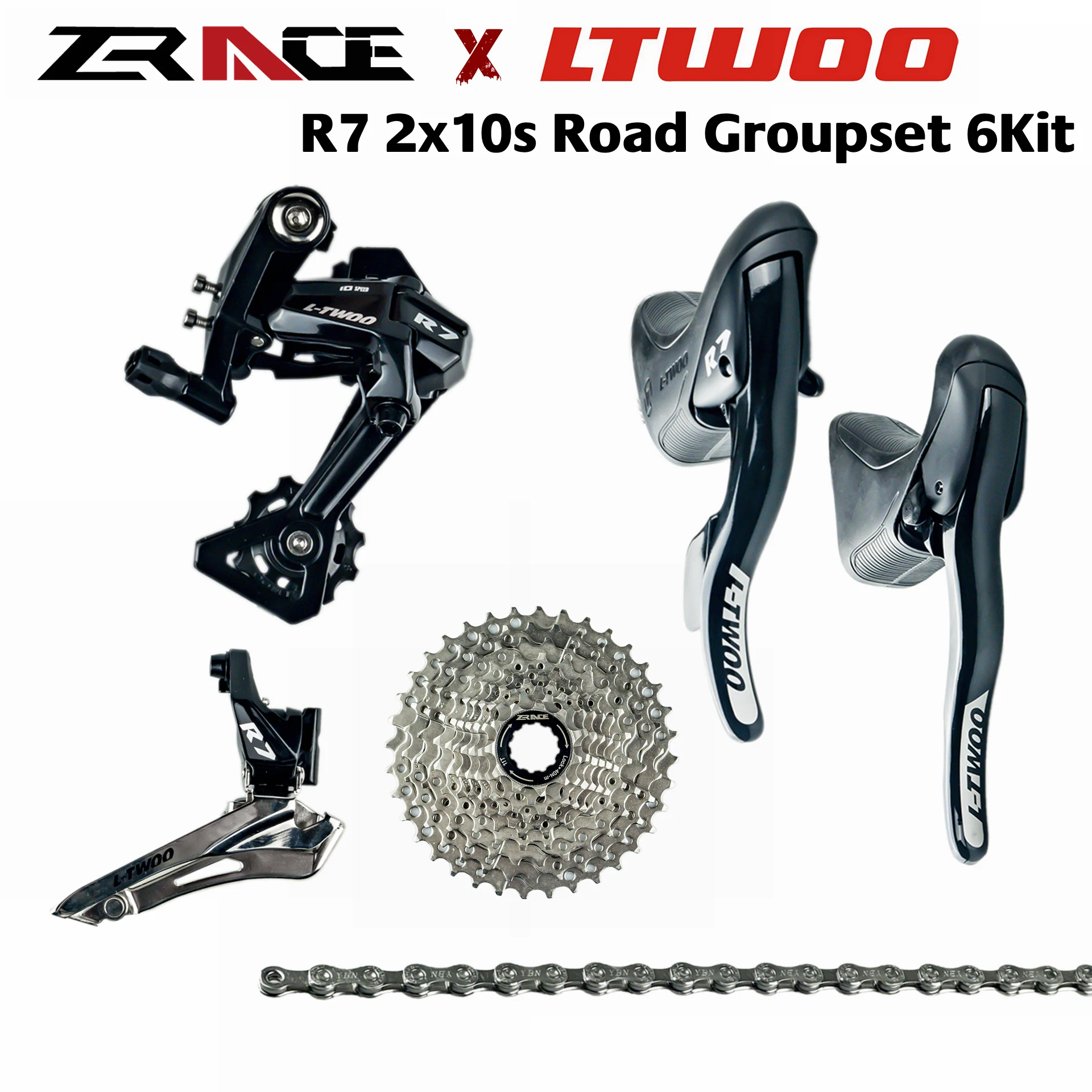 Ltwoo R7 2x10 Speed, 20s Road 6kit, Zrace 10s Cassette + Chains + Shifter + Rear Derailleurs ...