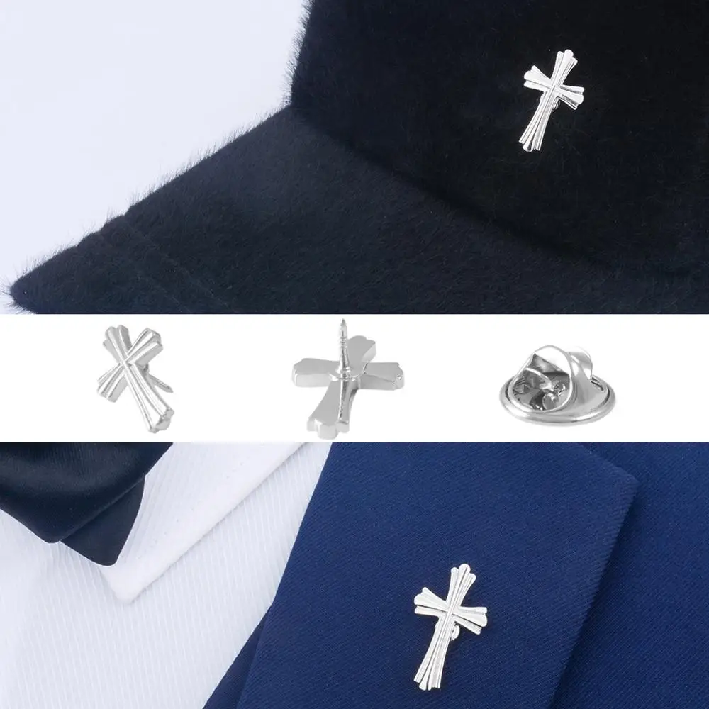 Savoyshi Fashion Silver Color Cross Men Lapel Pin Brooches Pins For ...