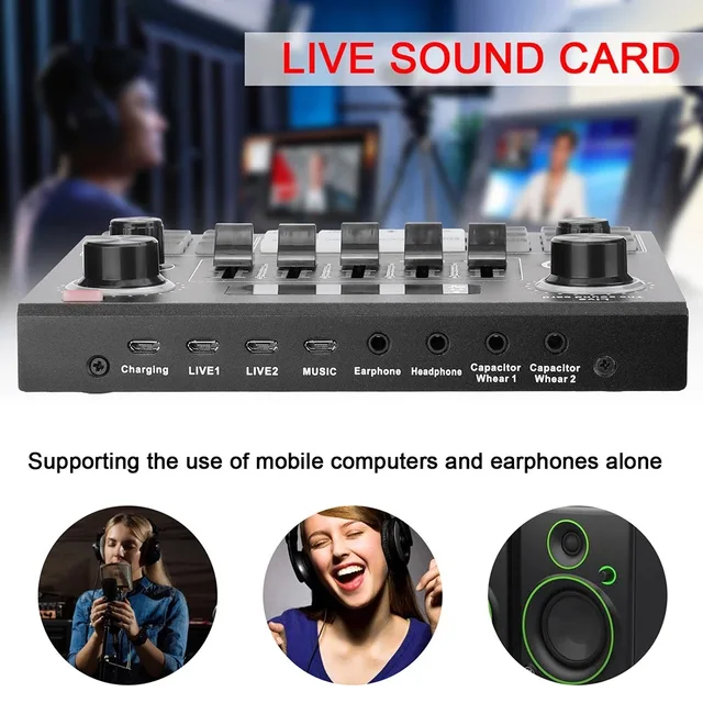 V9 Sound Card Audio Set Interface External Usb Webcast Studio Live ...