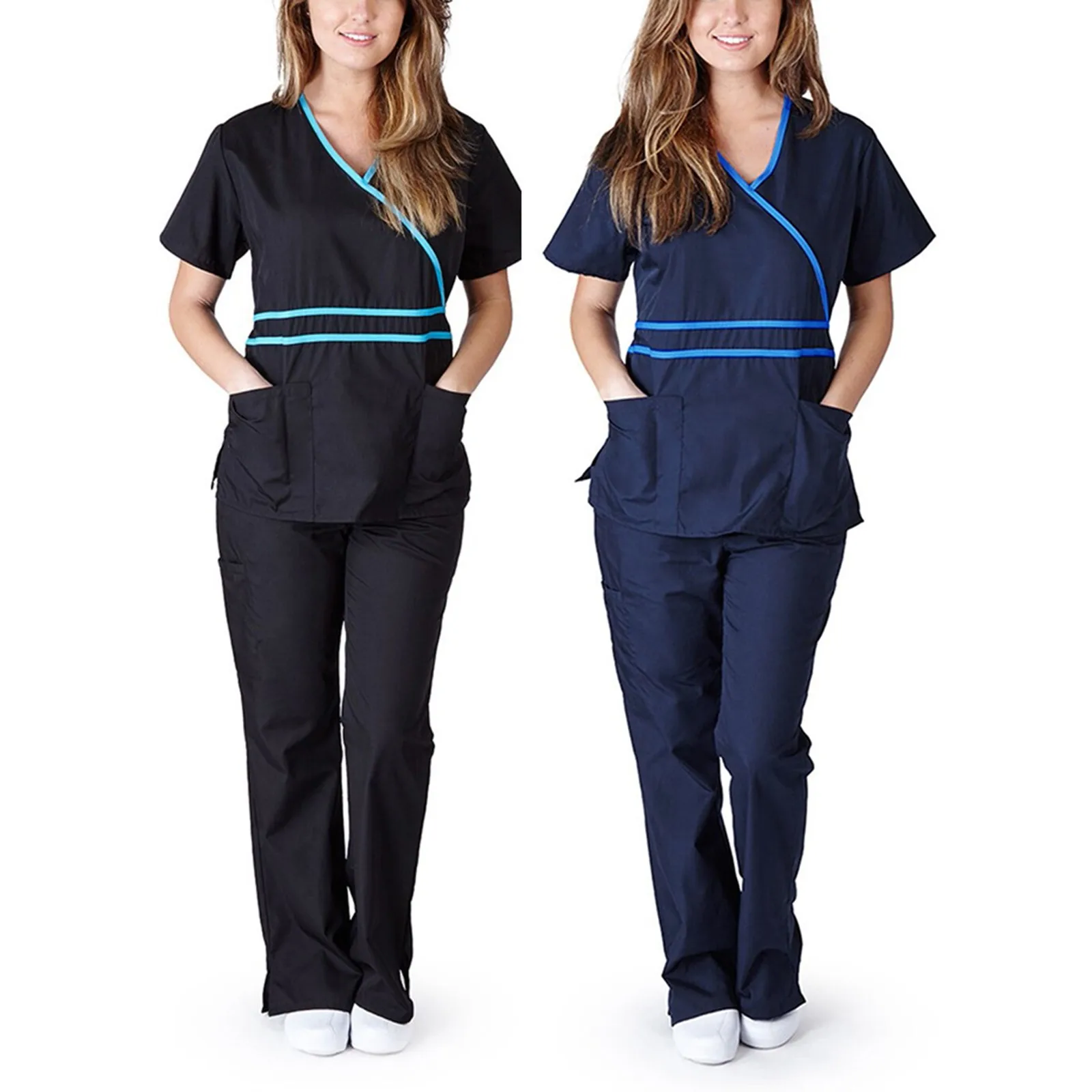 2pcs-Elasticity-Pet-Clinic-Nurse-Uniform-Set-Workwear-Nursing-Scrubs ...
