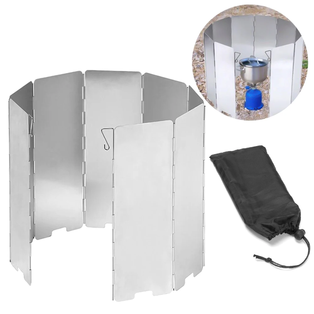 Portable-Aluminum-9-Plates-Foldable-Gas-Stove-Windshield-Camping ...