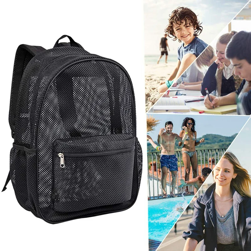 Heavy Duty Mesh Backpack See Through Student Backpack Shoulder ...