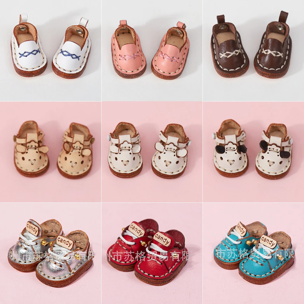 New Casual Handmade Cowhide Dolls Shoes Cute OB11 Shoes Leather 1/12 ...