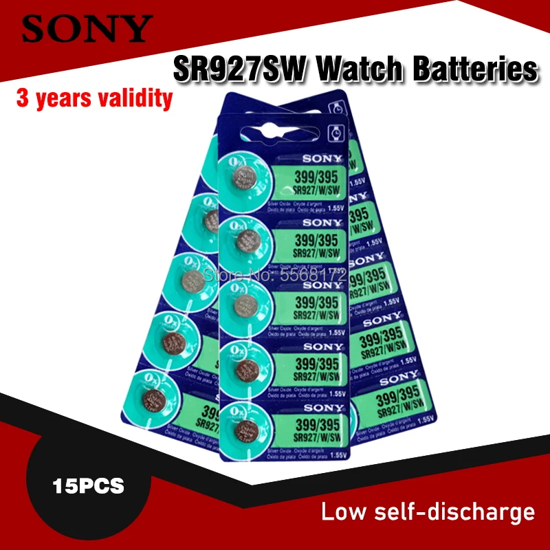 15PC SONY Original 395 SR927SW 399 SR927W AG7 LR927 1.55V Button Cell ...
