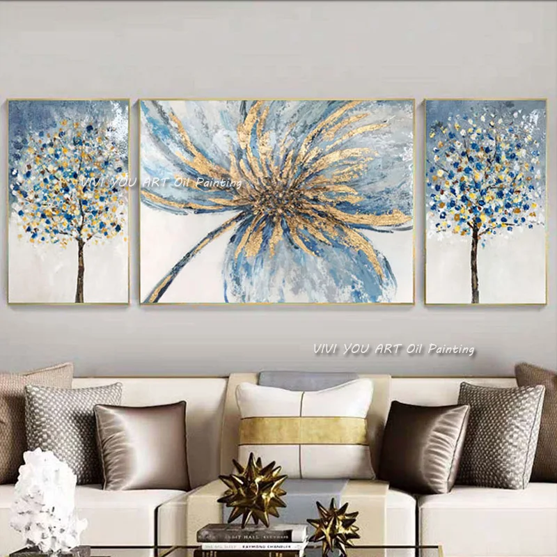 Three Canvas Tree Paintings