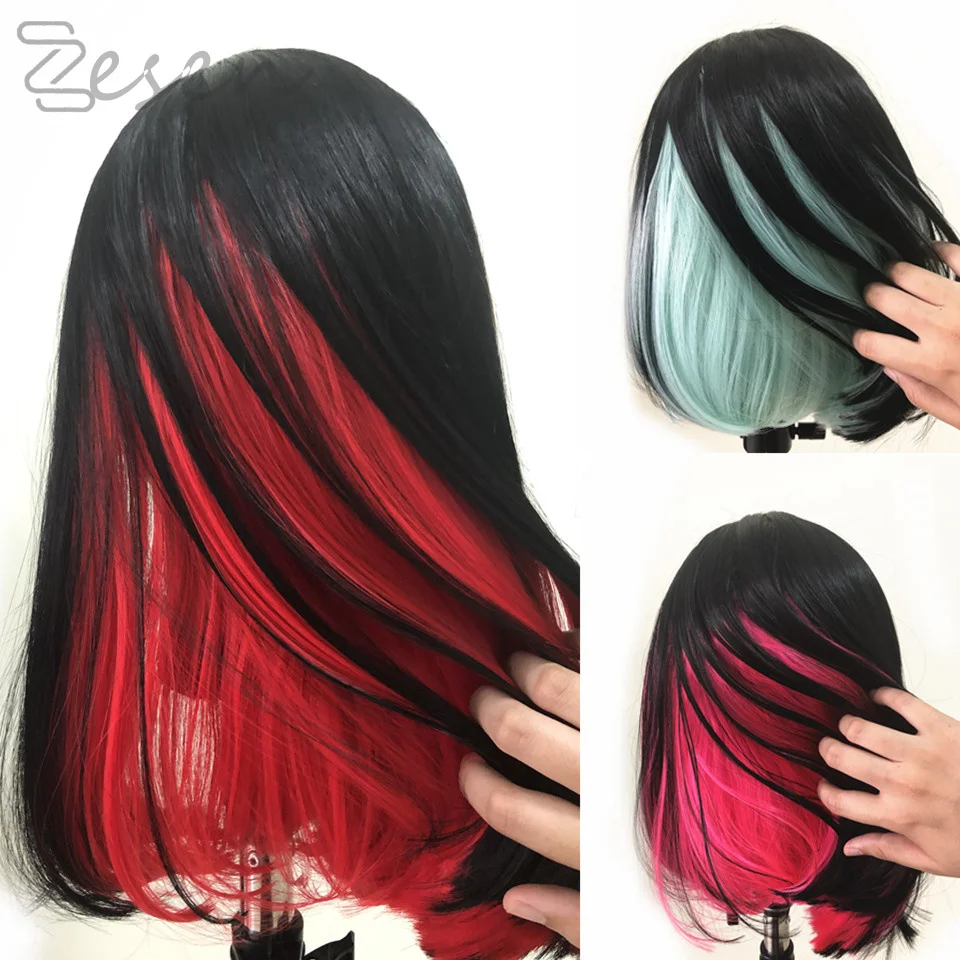 Black Hair With Bright Red Tips