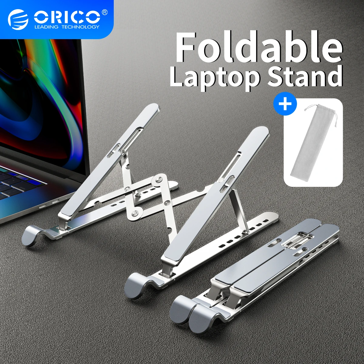 Orico Foldable Laptop Stand Holder Riser Portable Adjustable Aluminum ...