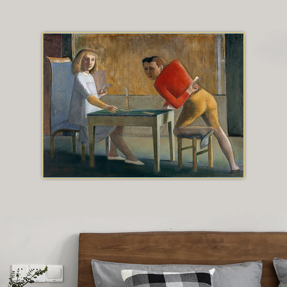 Citon-Balthus-The-cardgame-Figurative-Canvas-Oil-Painting-Artwork ...