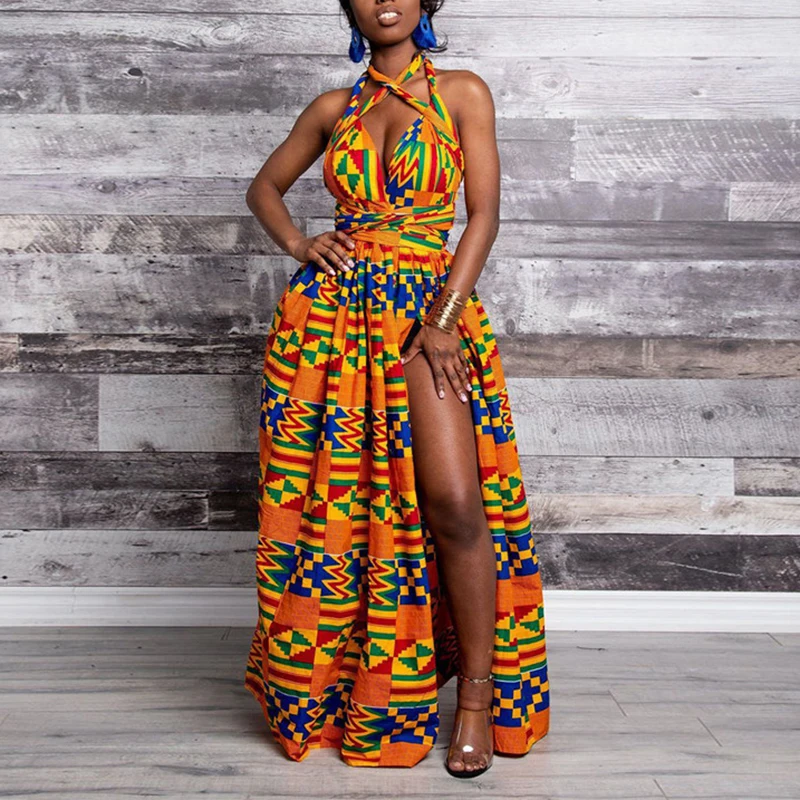 Ankara-Africa-Maxi-Dress-Women-Dashiki-Print-Split-Dress-African ...