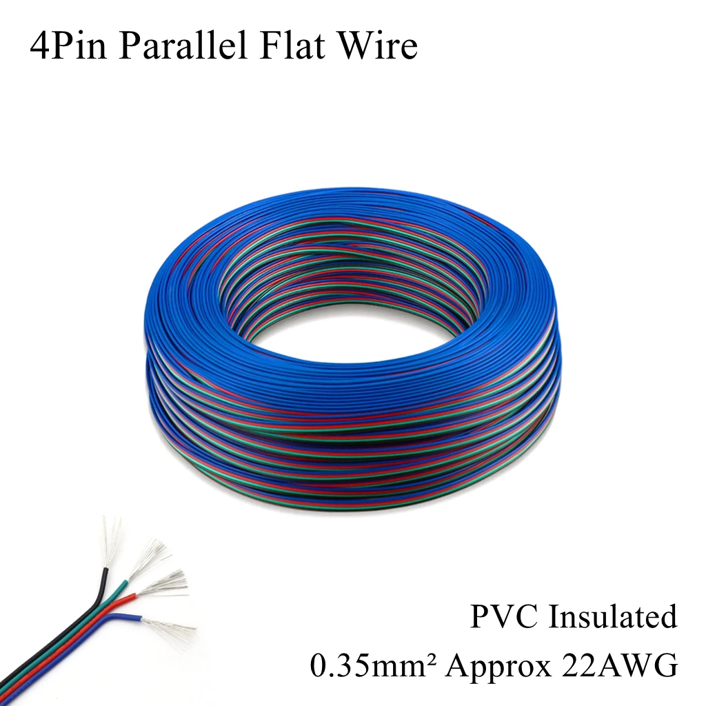 22AWG 0.35mm 4Pin 4 Core Tinned Copper Electrical Wire Parallel Audio ...