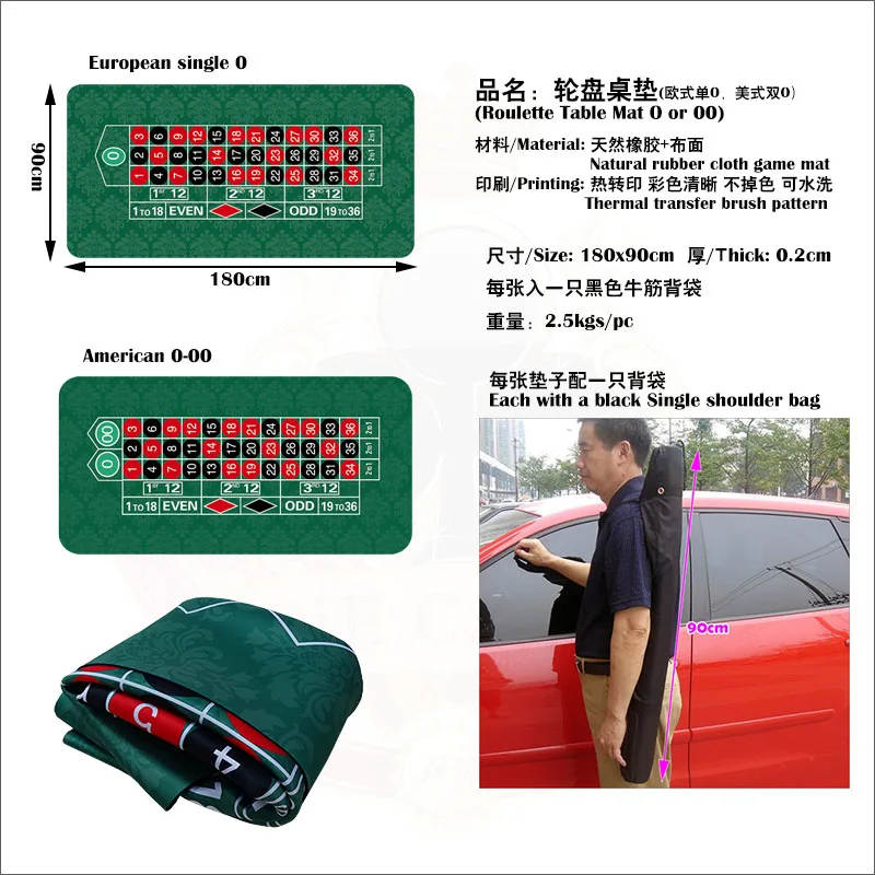 Tapete de ruleta Sigle 0 o doble 0, mantel de goma 90x180cm, bolsa de ...