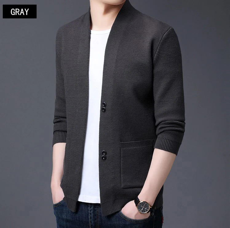 Gilet-cardigan,Cardigan tricoté à col en v pour homme, pull de couleur ...