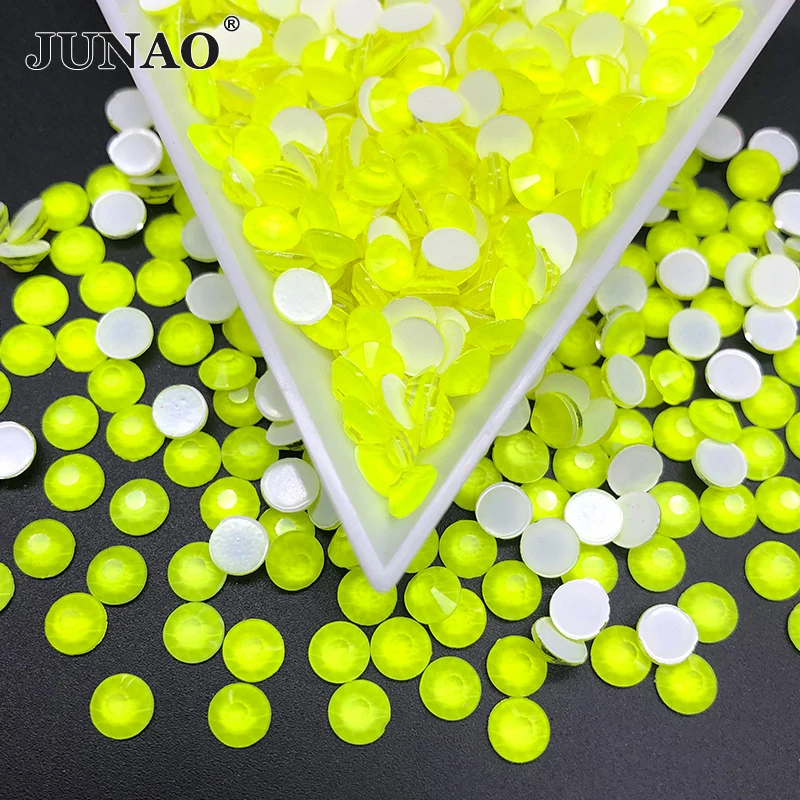 JUNAO-SS16-SS20-Shiny-Neon-Yellow-Color-Glass-Flat-Back-Rhinestone ...
