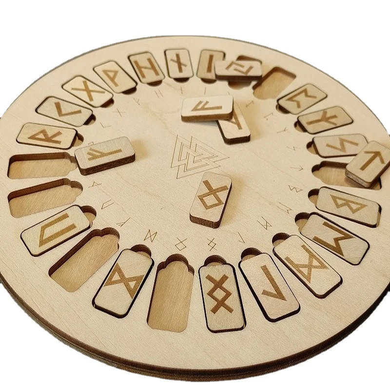 24Pcs-Wood-Runes-Set-Rune-Board-Kit-Round-Wooden-Tile-Divination ...