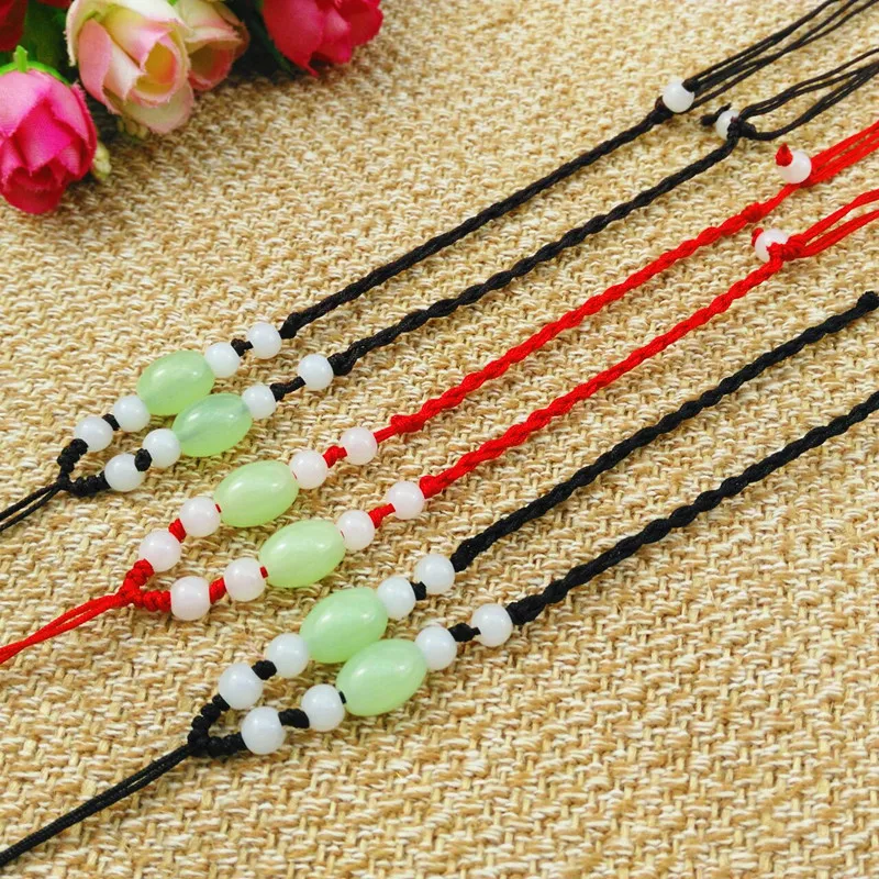 5pcs Hand Knited Necklace Silk Thread Knot Cord For Pendant-big Green ...