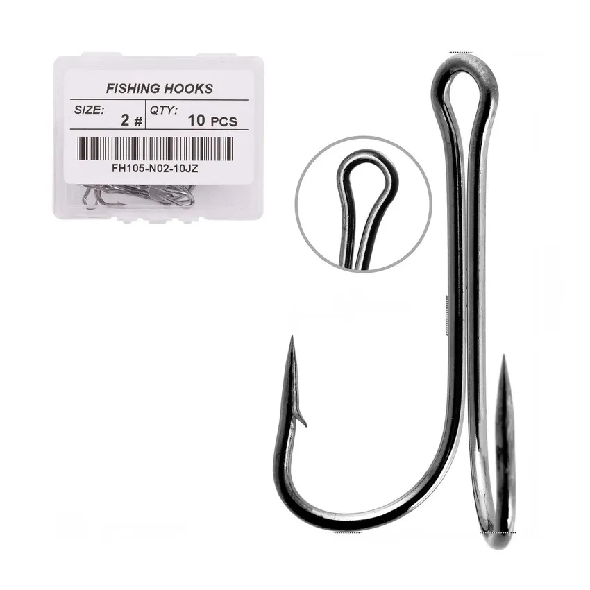 10pcs/box Double Fishing Hook Fly Tying Double Frog Hook Bass Weedless ...