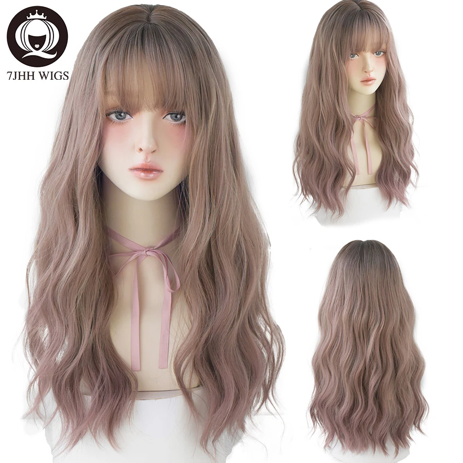 7jhh Wigs Harajuku Pink Brown Lolita Wig Long Two Colors Realistic ...